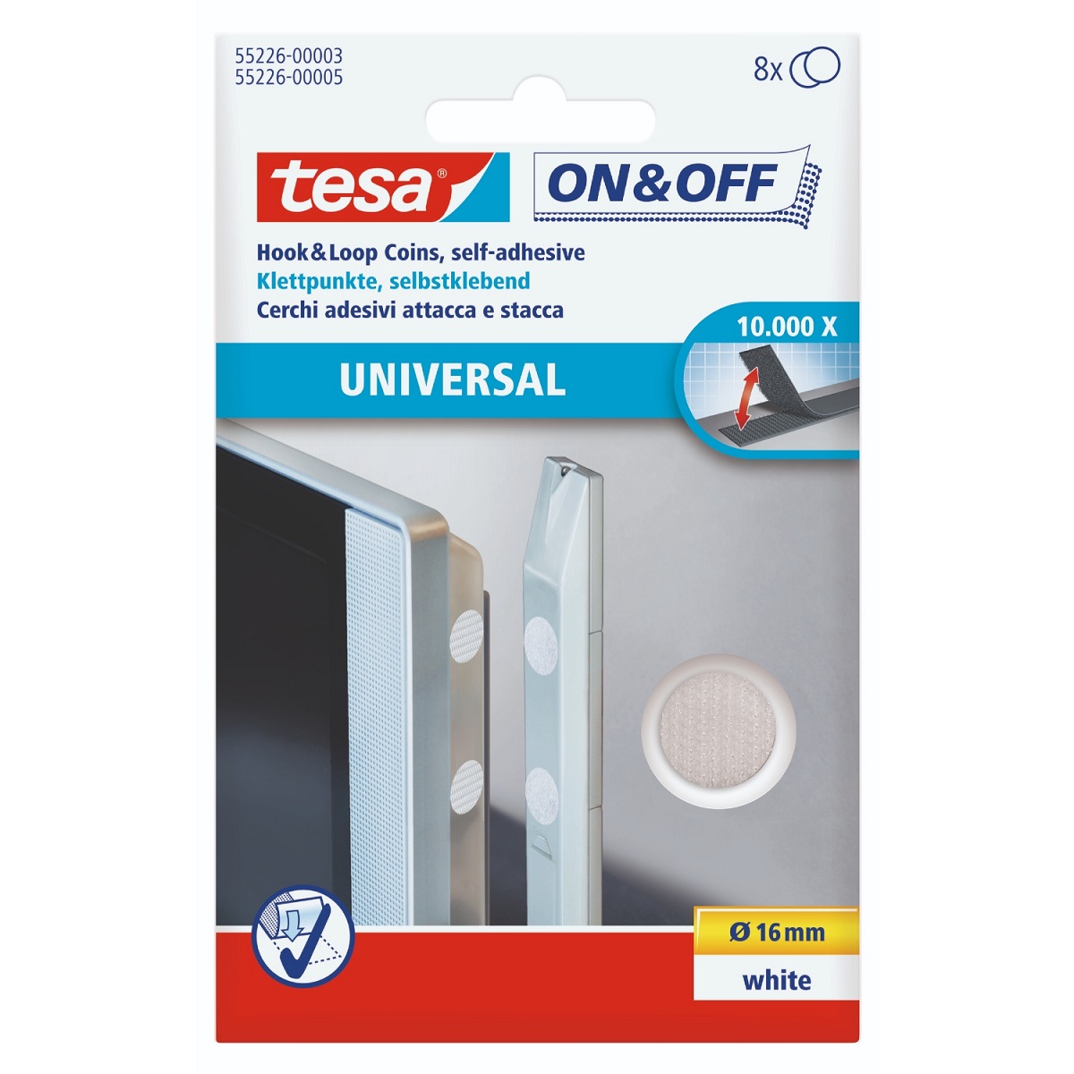 Velcro Tesa Redondo Blanco 16mm - 8 Unidades - 990086