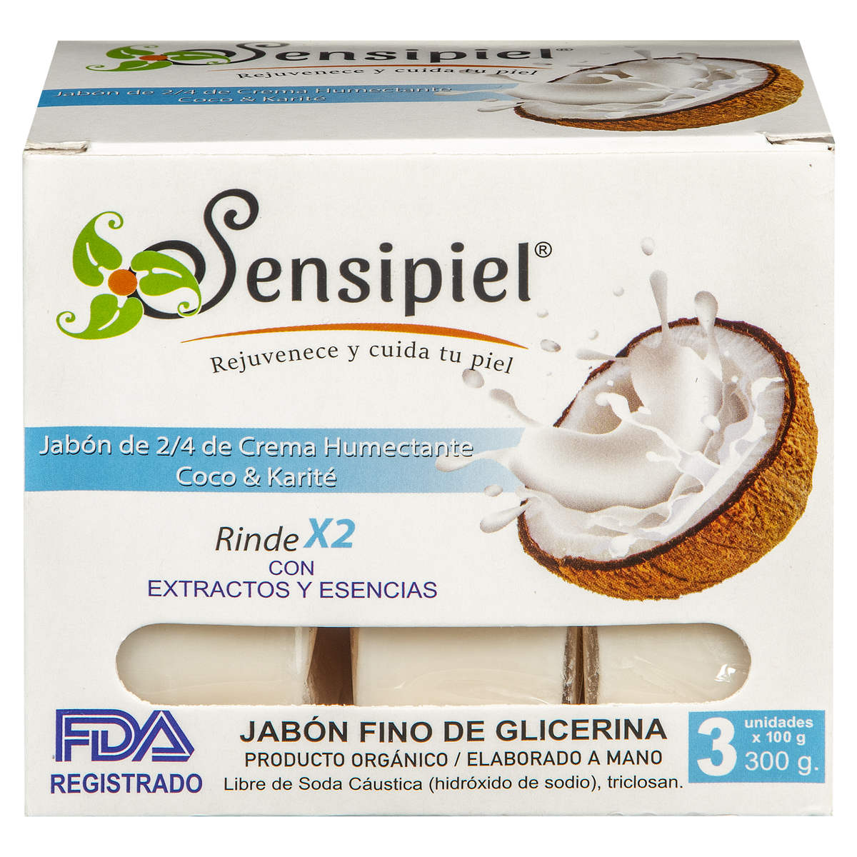 Pack 3 Uds Jabón Sensipiel Coco 100g - 990658