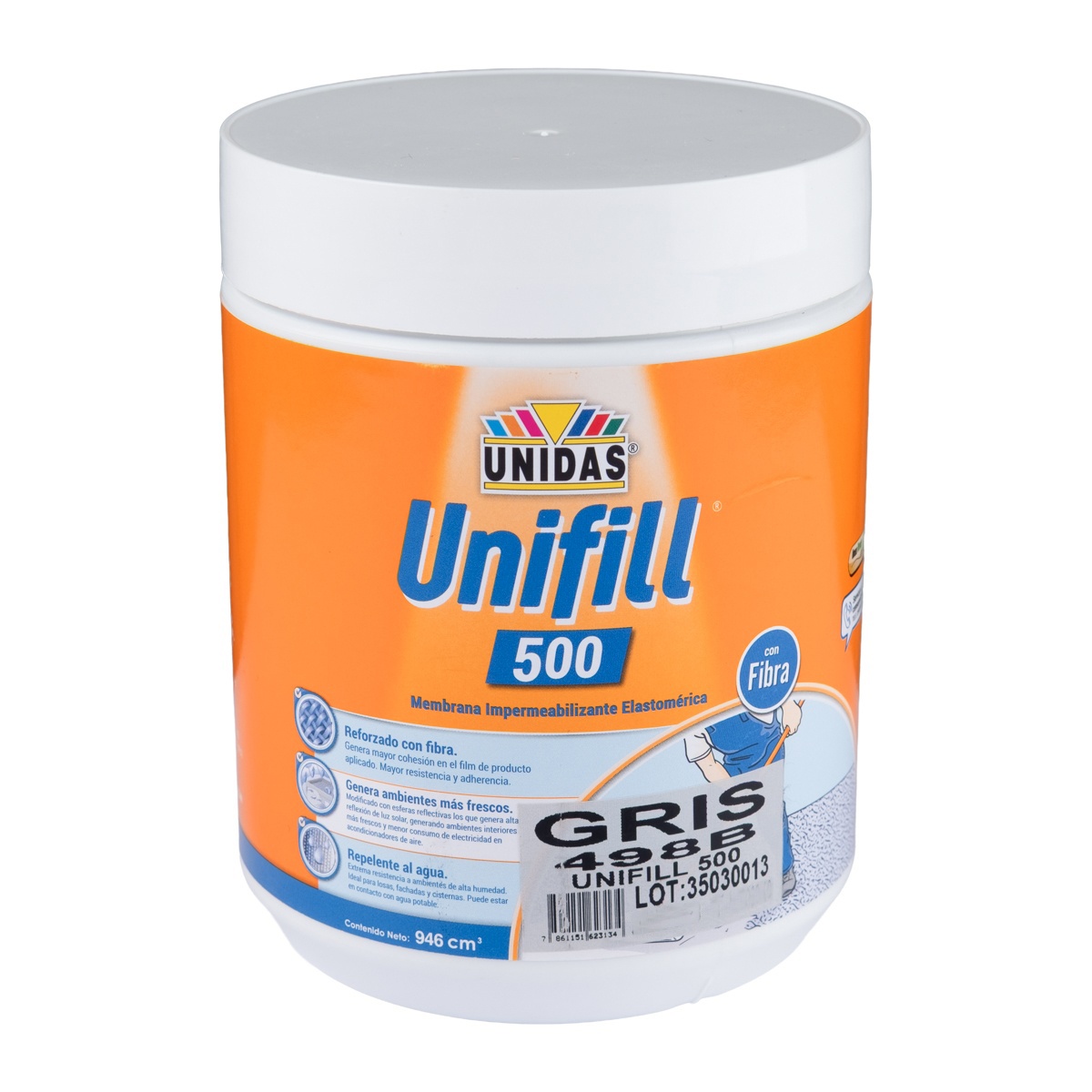 Impermeabilizante Elastomérica Unidas Unifill 500 Fibra Gris 1L - 1005575