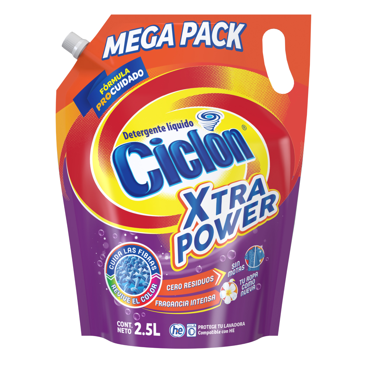 Detergente Líquido Ciclón Xtra Power Doypack 2.5L - 997770