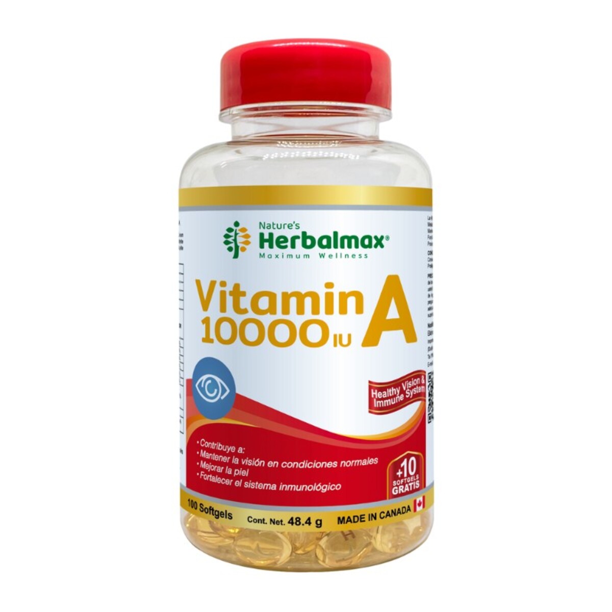 Vitamina A 10000 IU Herbalmax -100 Cápsulas - 995119