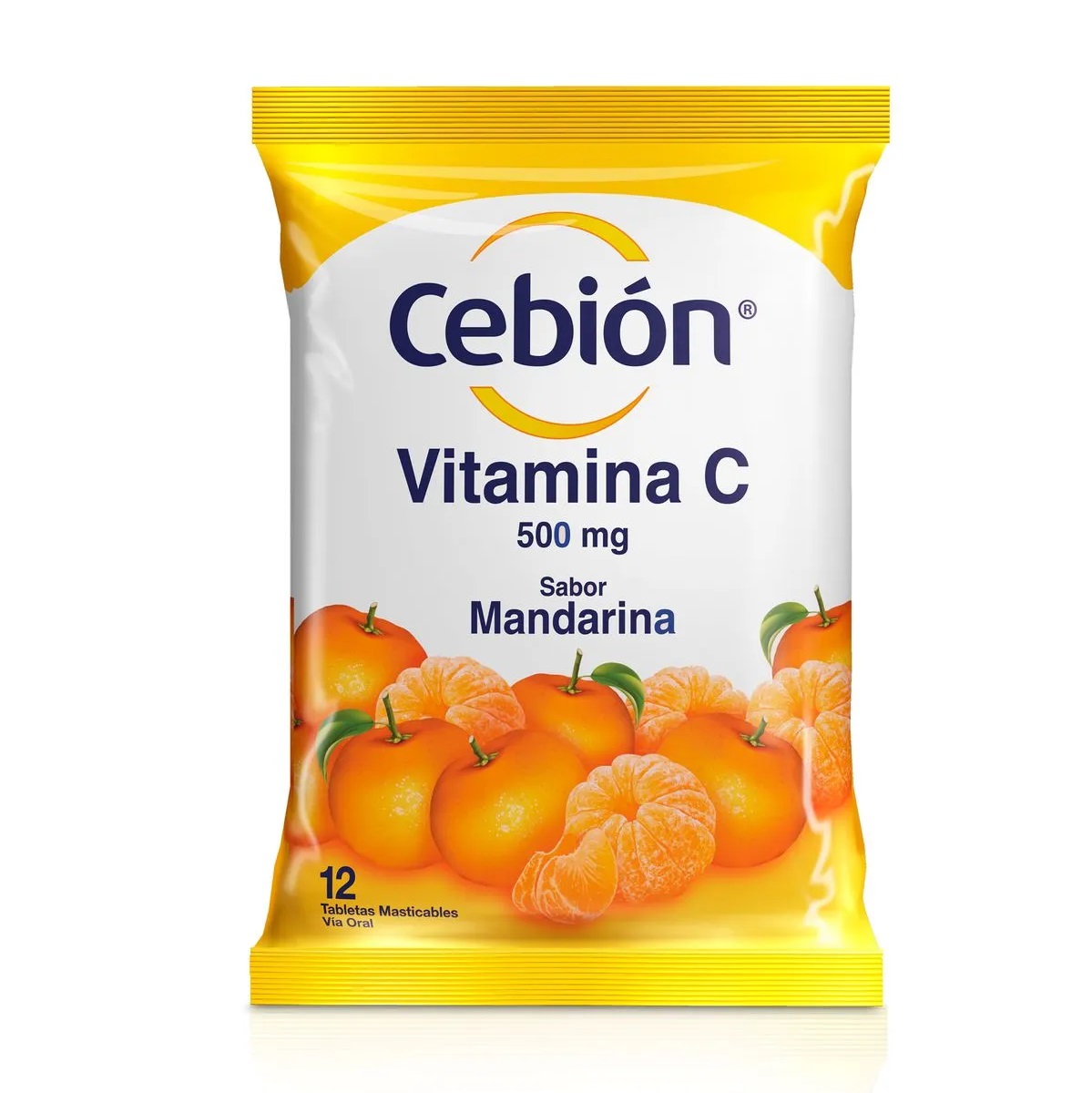 Tabletas Masticables Cebion Vitamina C Mandarina 500mg - 12 Unidades ...
