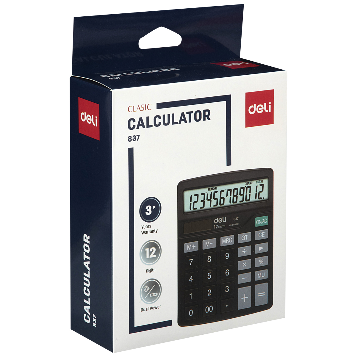 Calculadora Clásica Deli Reclinada Negra - 997468