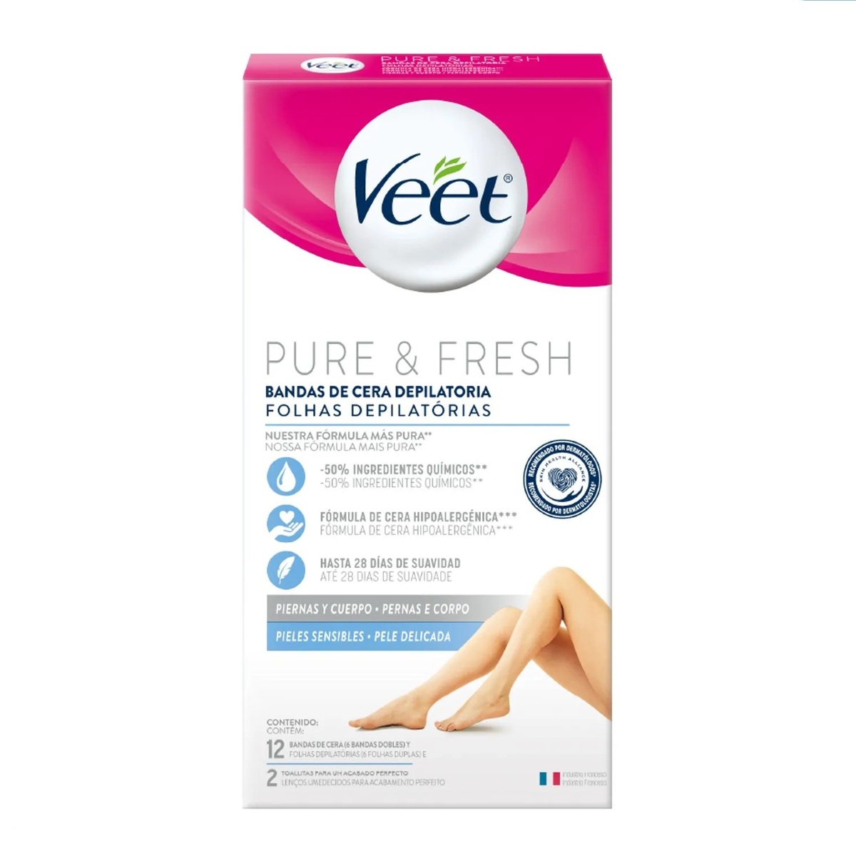 Bandas de Cera Depilatoria Corporal Veet Pure&Fresh Piel Sensible - 16 ...
