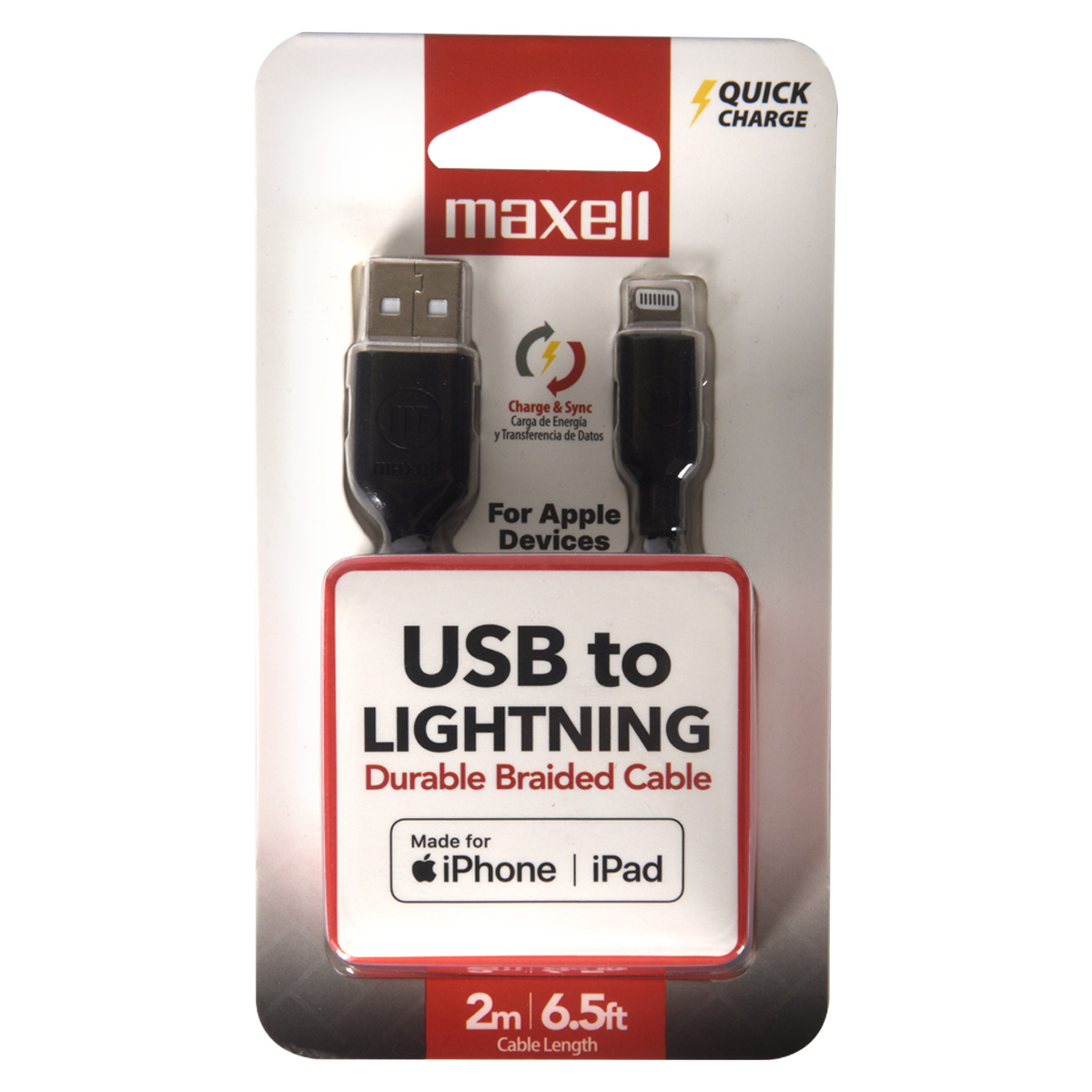 Cable Maxell USB a Lightning Negro 2M - 1004475