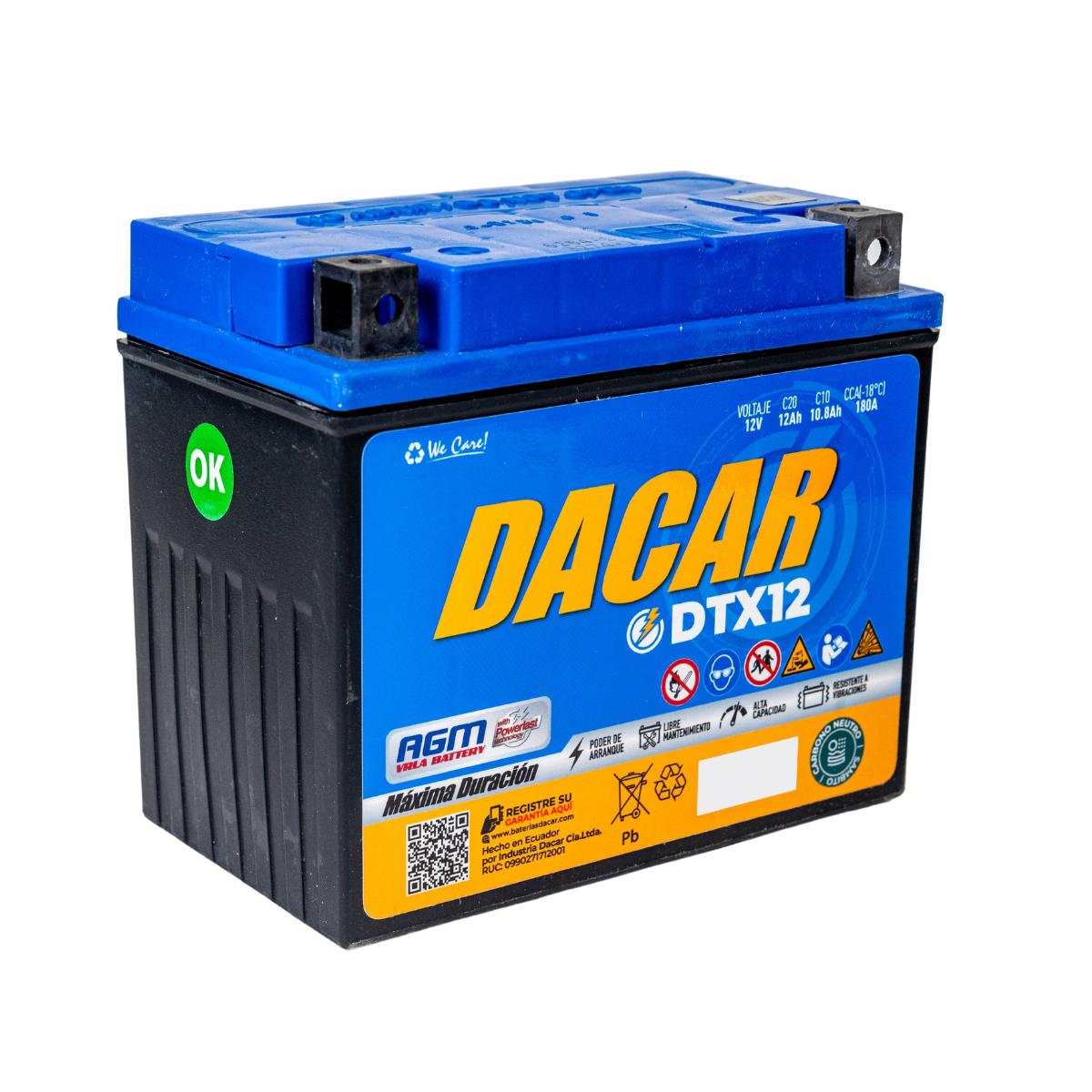 Batería Dacar para Moto 12V BP-DTX12 - 1004531