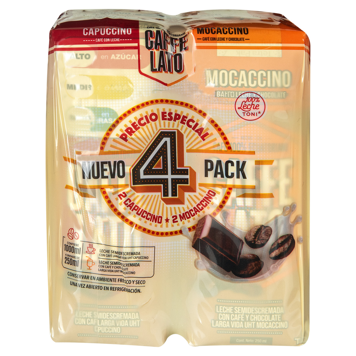 Pack 4 Uds Café Lato Toni Capuccino & Mocaccino 250ml - 1004609