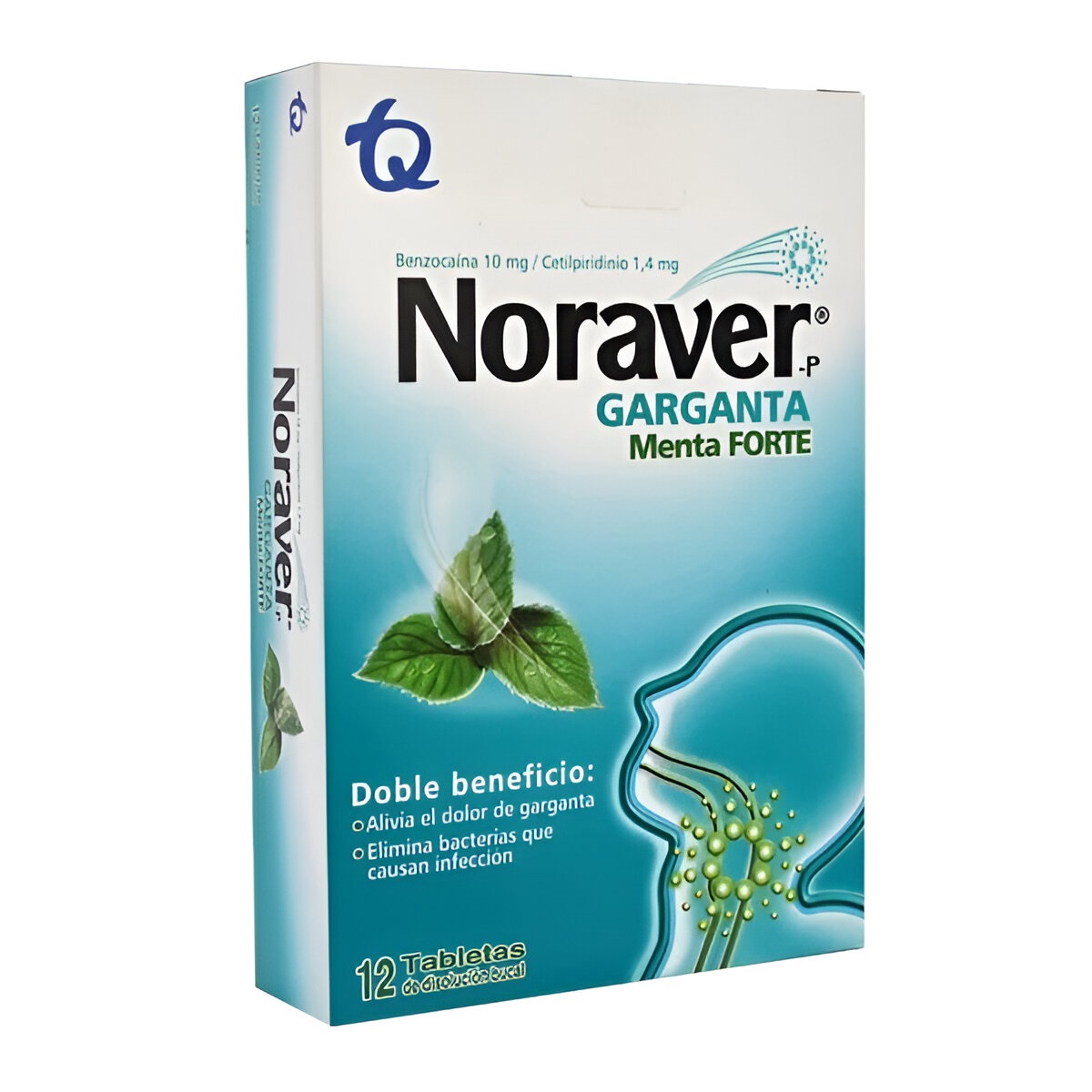 Tabletas Noraver Garganta Menta - 12 Unidades - 1004996
