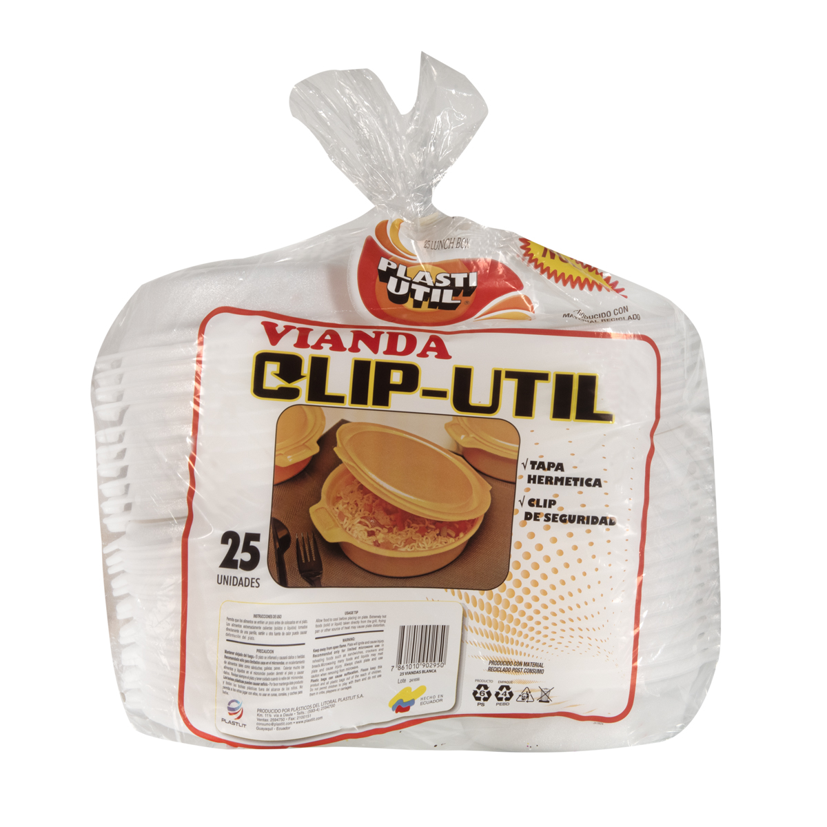 Viandas Desechables Plasti Util Blancas - 25 Unidades - 1007853