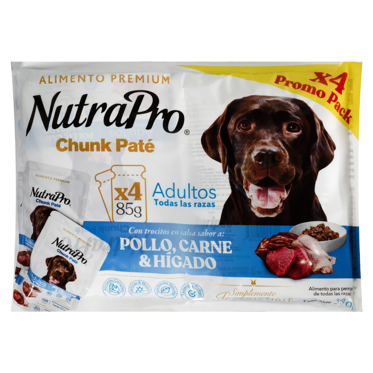 Pack 4 Uds Alimento Húmedo para Perro NutraPro Pollo, Carne y Hígado ...