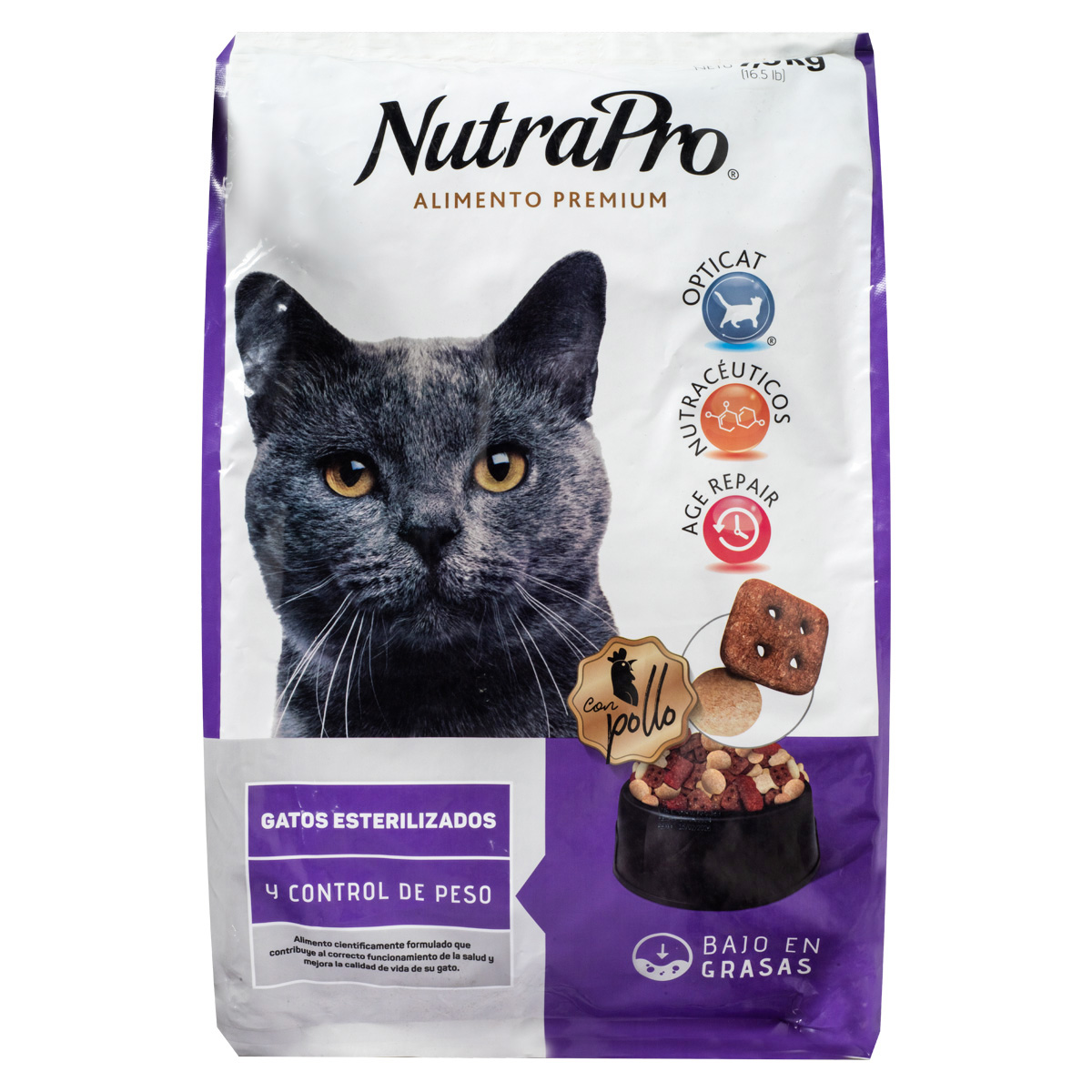 Alimento para Gato NutraPro Adulto Esterilizados Pollo 7.5 kg - 1008806