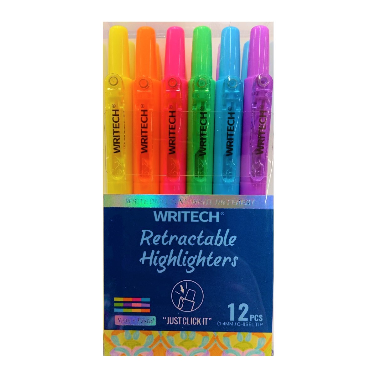 Pack 12 Resaltadores Writech Retractable Highlighters - 1011577