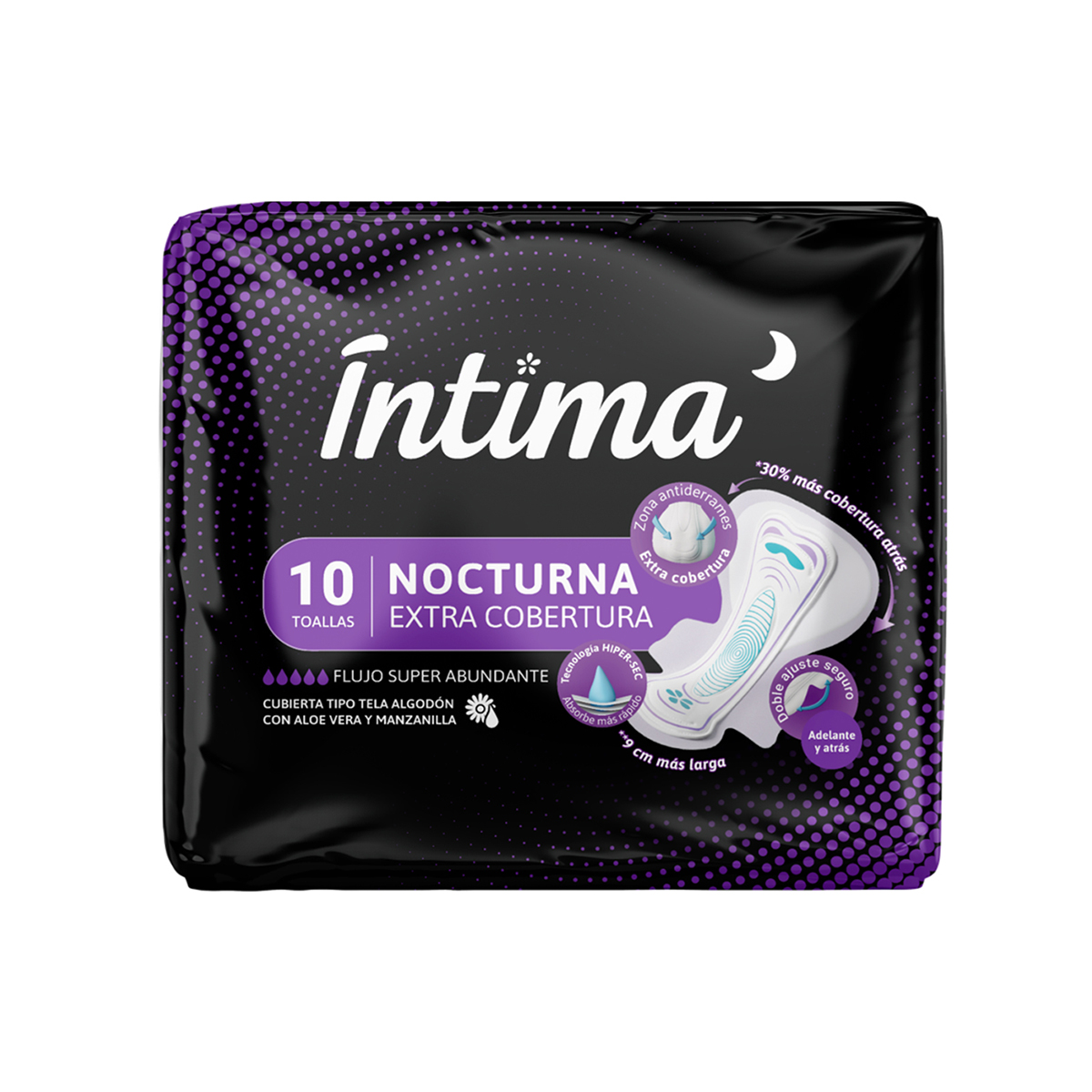 Toallas Sanitarias Nocturnas Intima Extra-Cobertura - 10 Unidades - 1020264