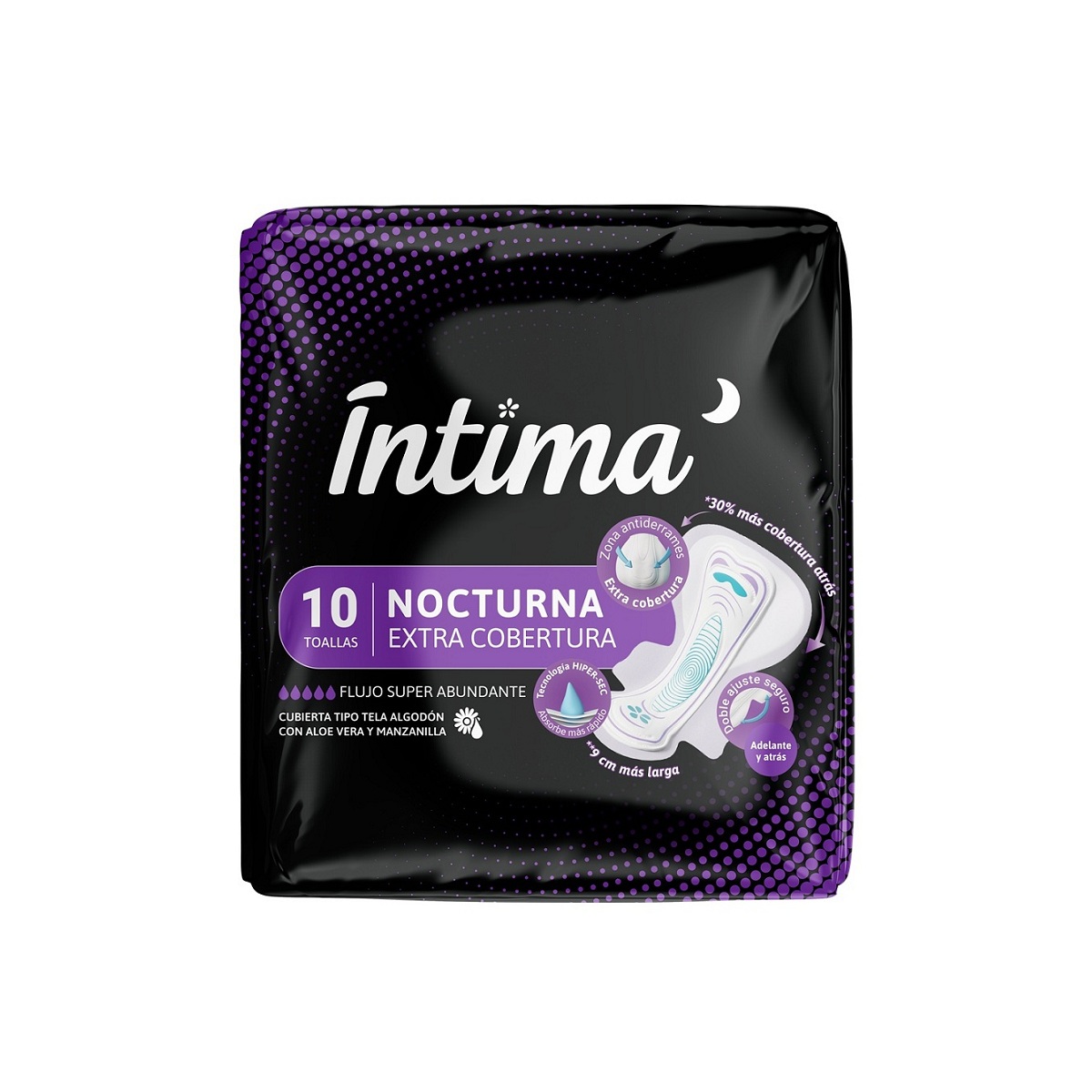 Toallas Sanitarias Nocturnas Intima Extra-Cobertura - 10 Unidades - 1020264