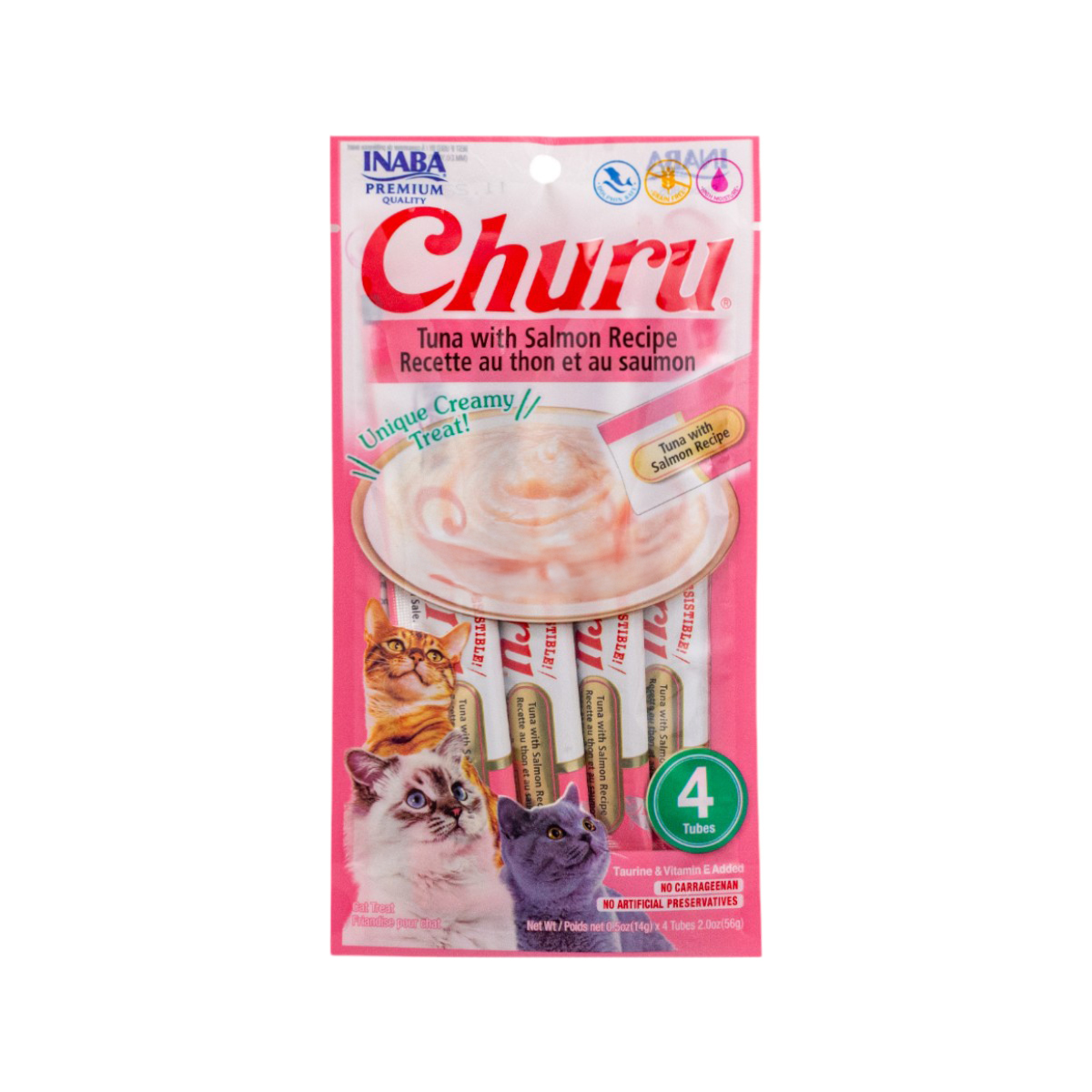 Pack 4 Uds Alimento Húmedo para Gatos Churu Atún con Salmón 56 g - 1021616