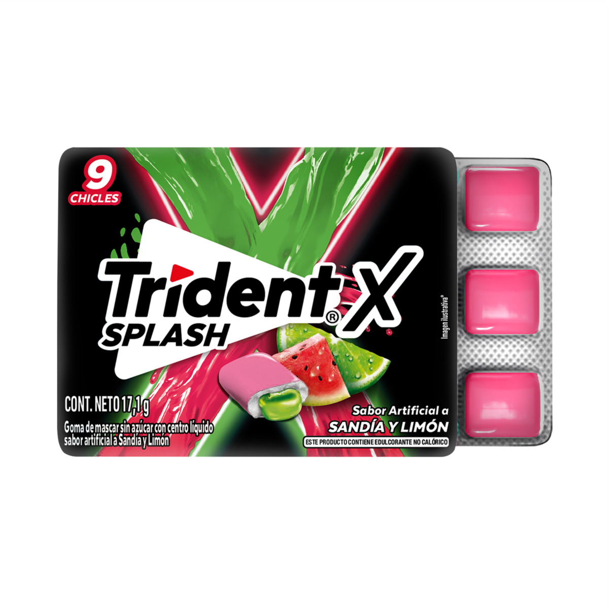 Chicle Trident Splash Sandia y Limón 17.1 g - 9 Unidades - 1022447