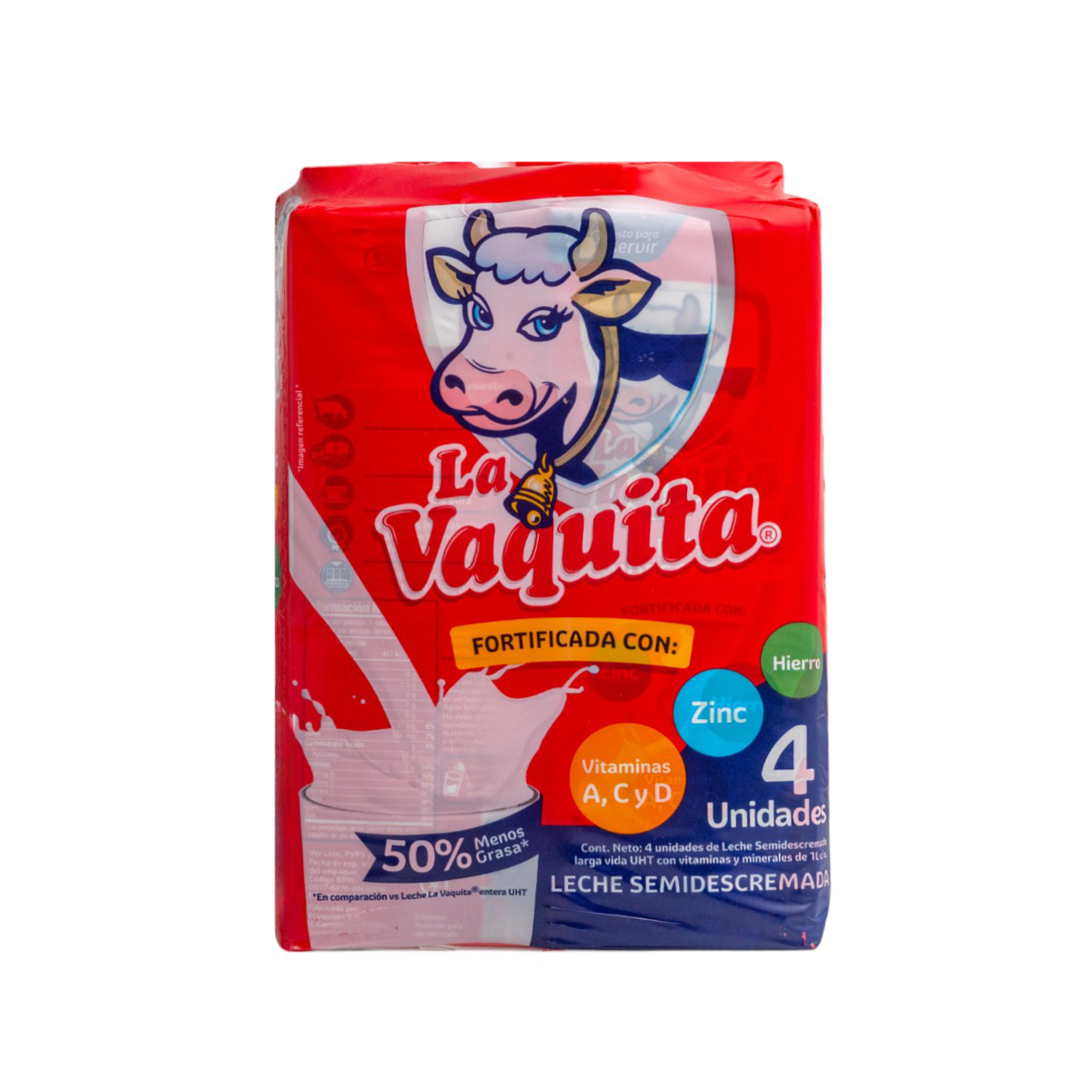 Pack 4 Uds Leche Semidescremada La Vaquita 1 L - 1073230