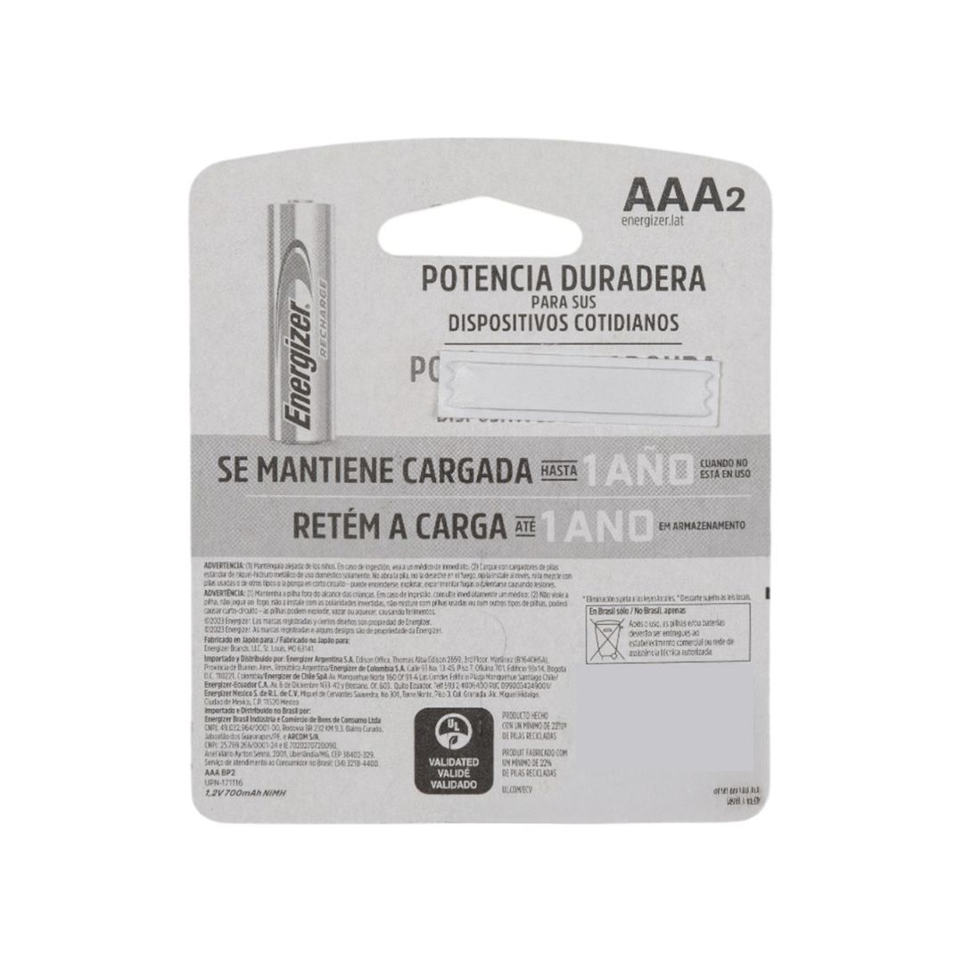Pack 2 uds Pilas Recargables Energizer Triple A - 920843