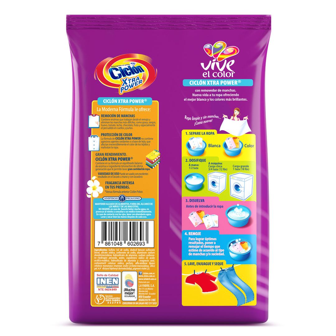 Detergente en Polvo Ciclón Xtra Power 1.2 kg - Varias Fragancias - 1062489