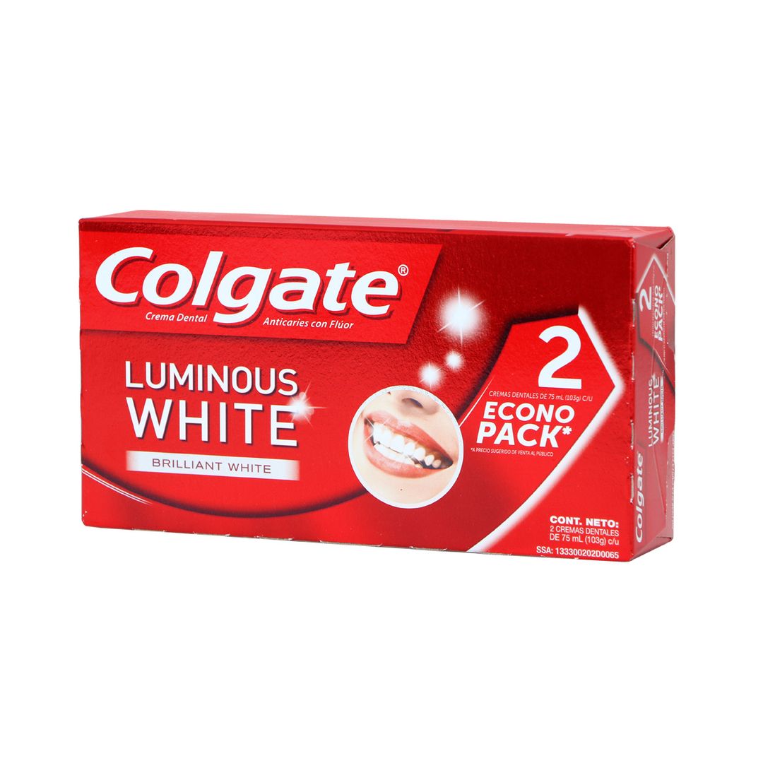 Pack 2 Uds Crema Dental Colgate Luminous White 75ml - 898910