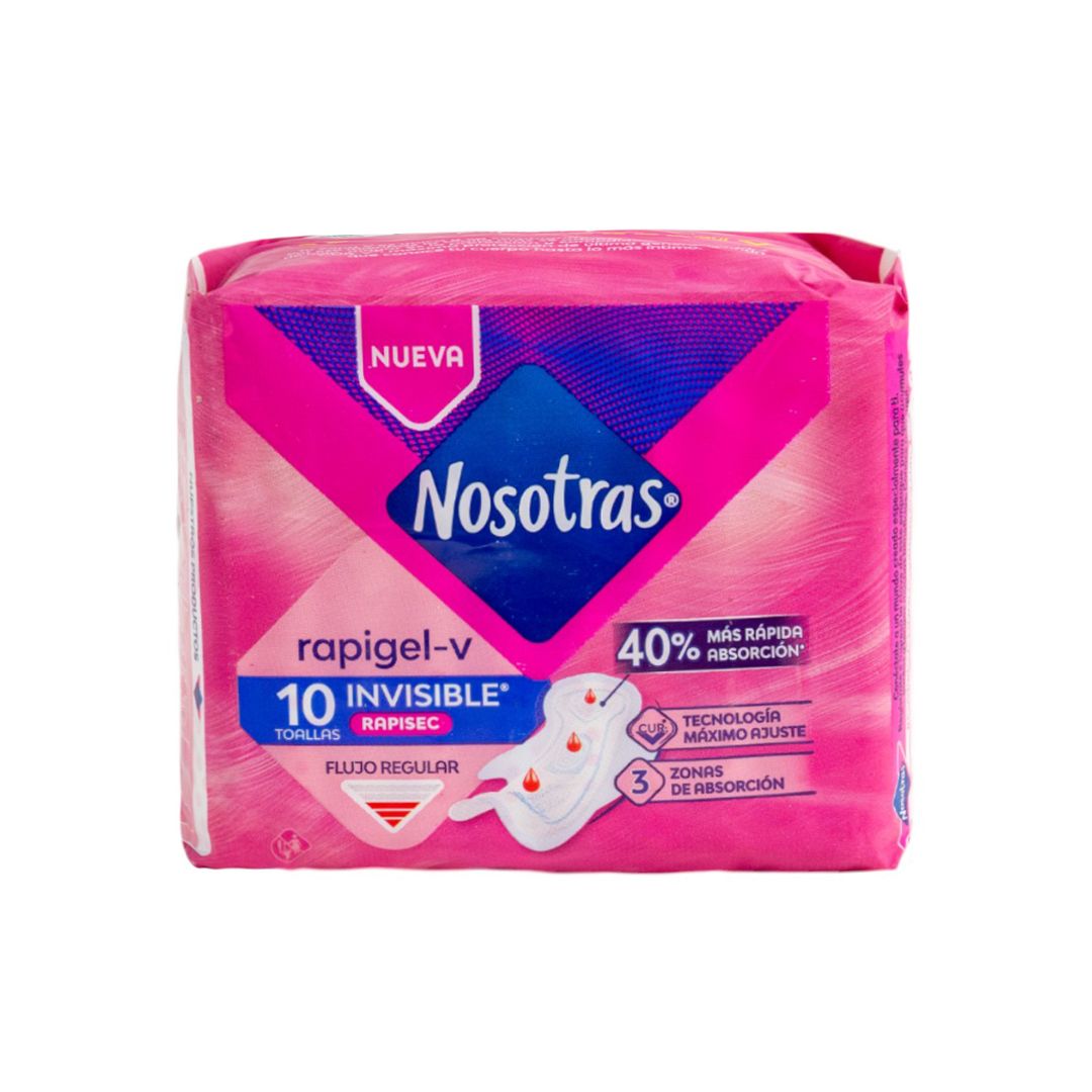 Toallas Sanitarias Nosotras Invisible Rapigel - 10 Unidades - 898996