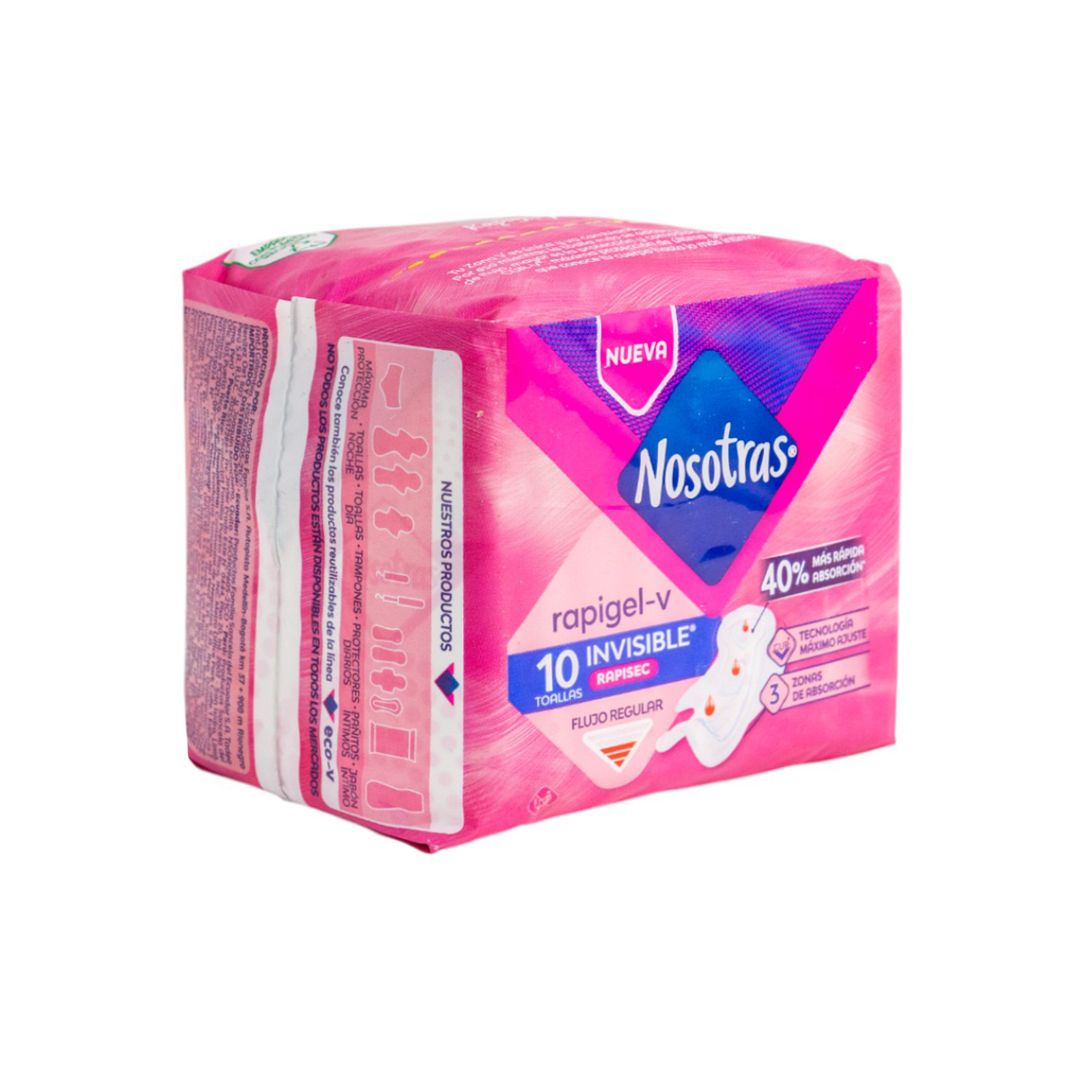 Toallas Sanitarias Nosotras Invisible Rapigel - 10 Unidades - 898996