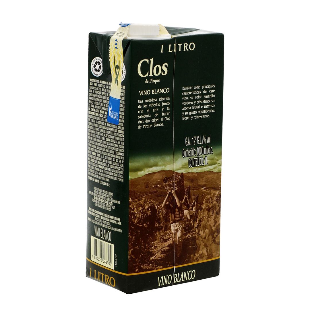 Vino Blanco Clos de Pirque Cartón 1L - 901653