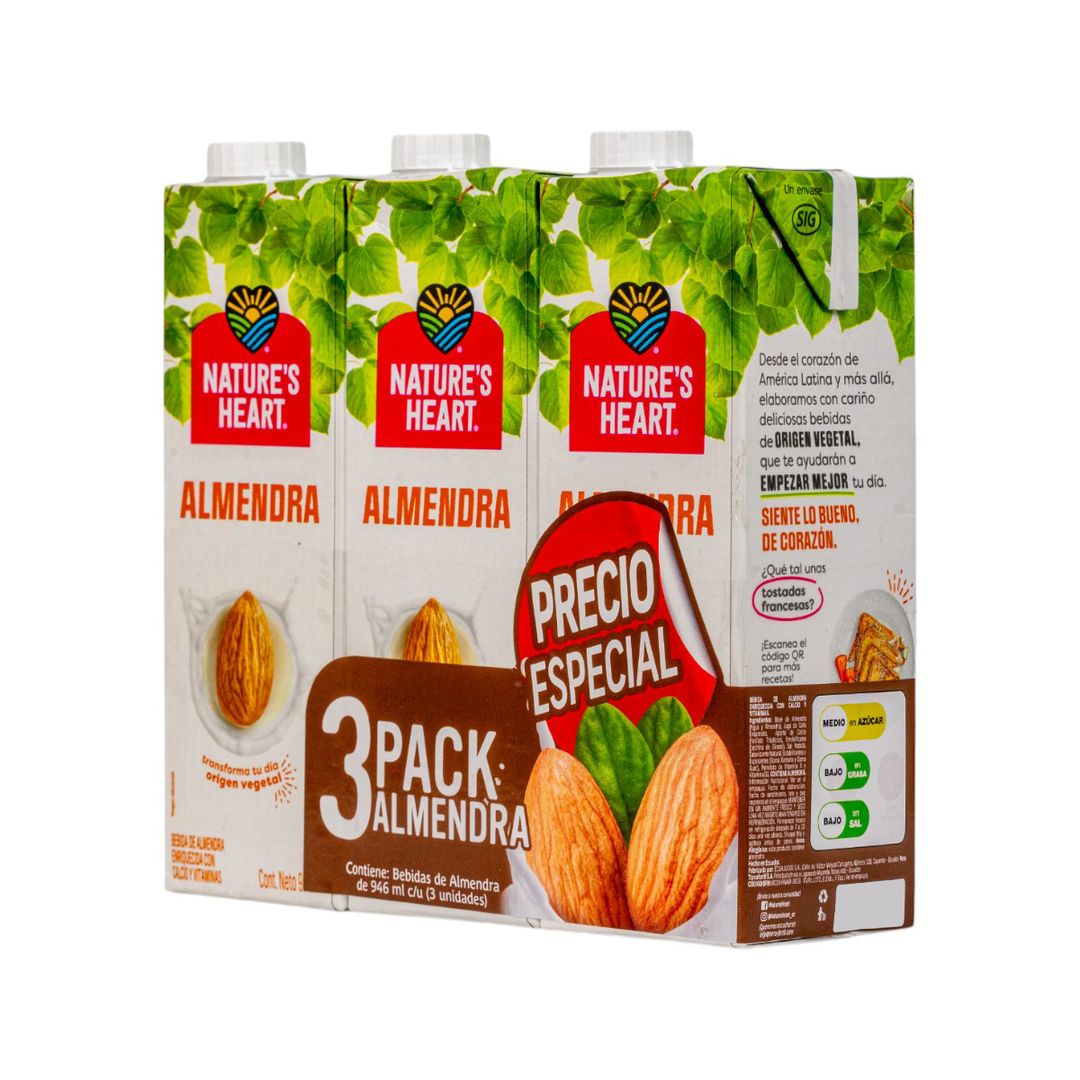 Pack 3 Uds Bebida de Almendra Nature's Heart 946 ml - 912907