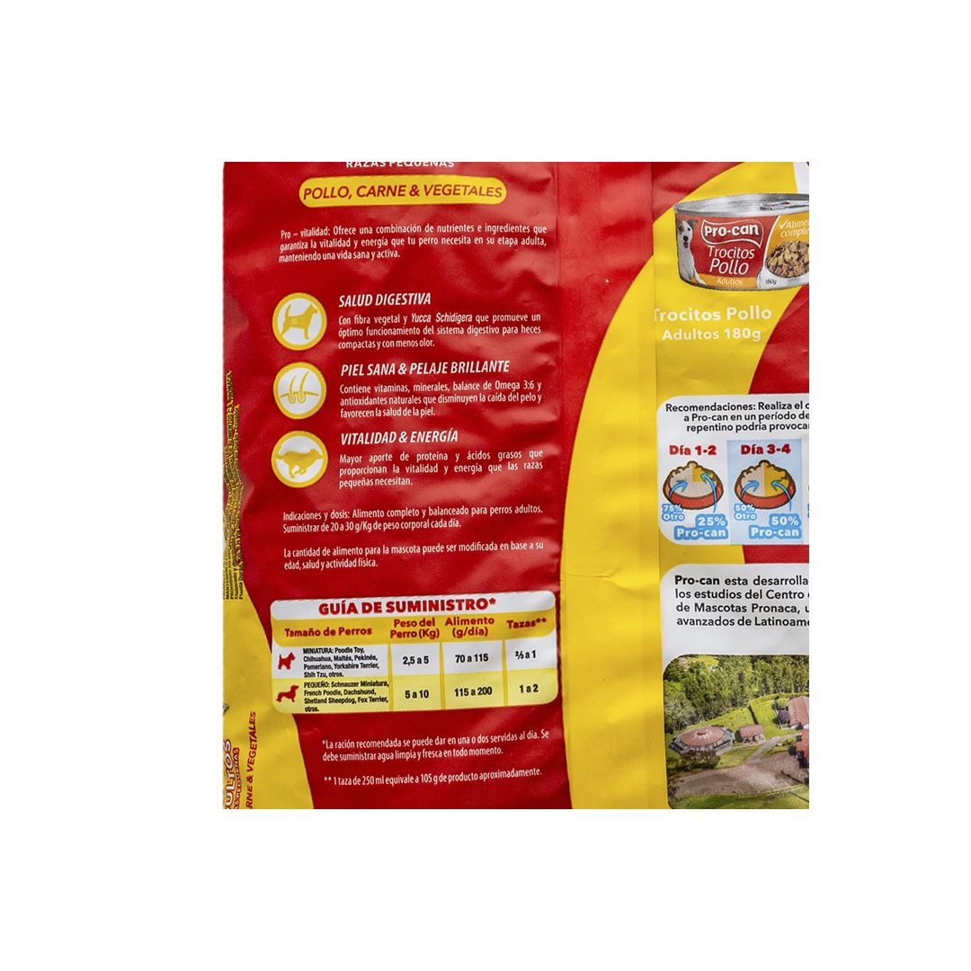 Alimento para Perro Pro-can Adulto Razas Pequeñas Pollo, Carnes y ...