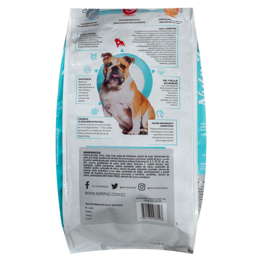 Alimento para Perro NutraPro Adulto Razas Medianas y Grandes Light 2kg ...