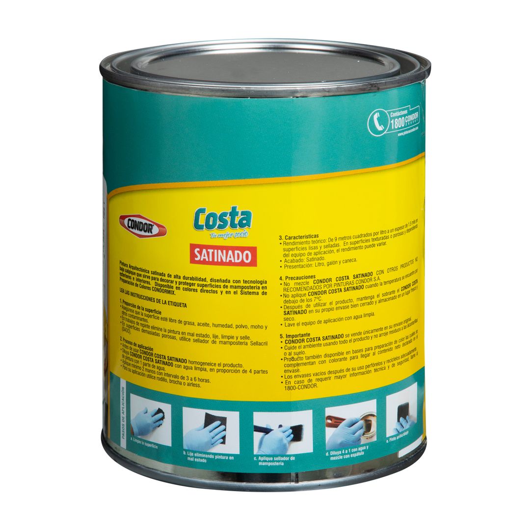 Látex Condor Costa Satín Blanco Litro - 908258