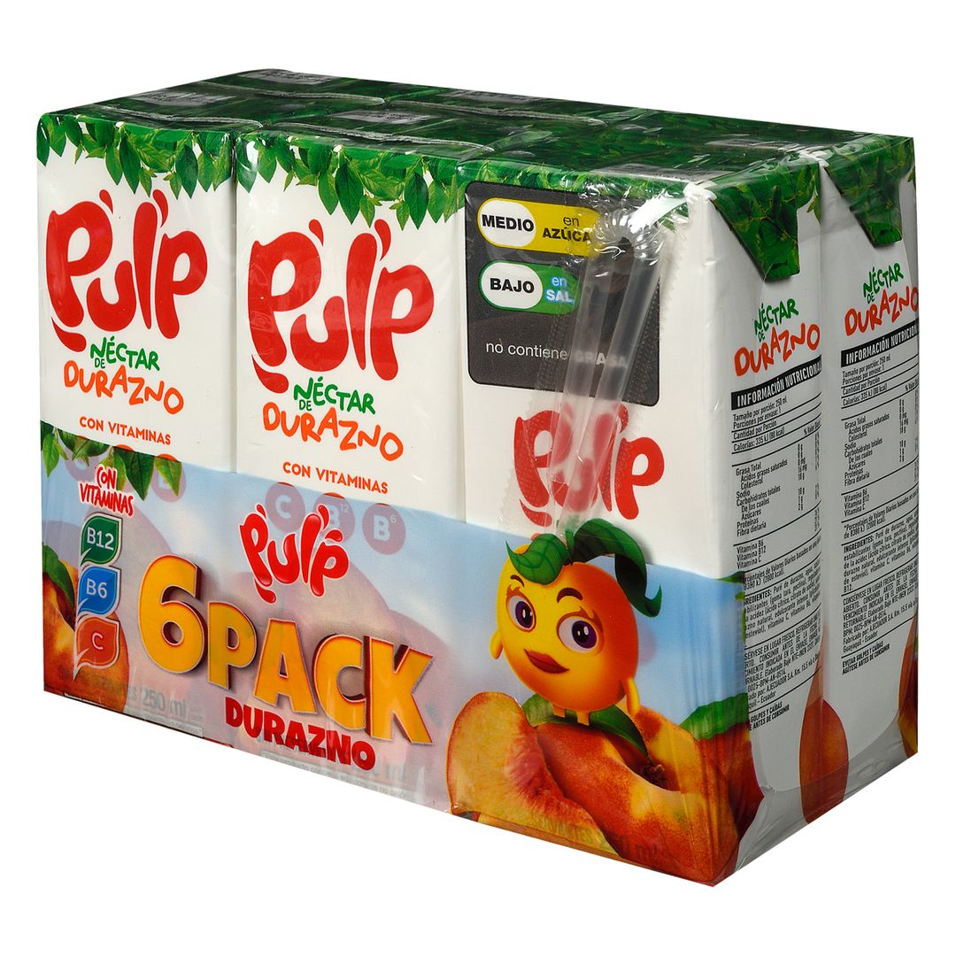 Pack 6 uds Jugo Pulp Néctar Durazno 250ml - 908912