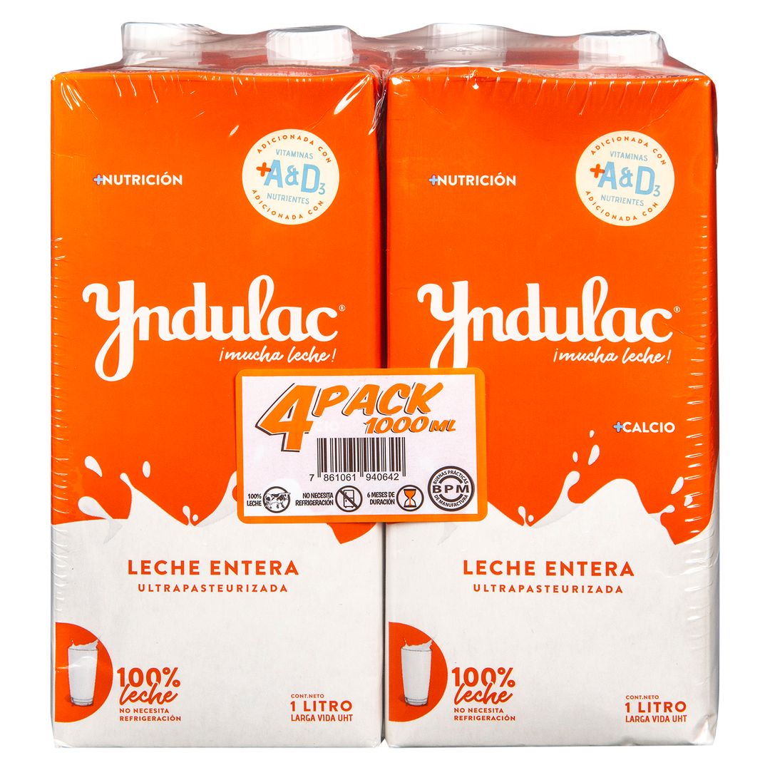 Pack 4 Uds Leche Indulac Entera 1L - 908844