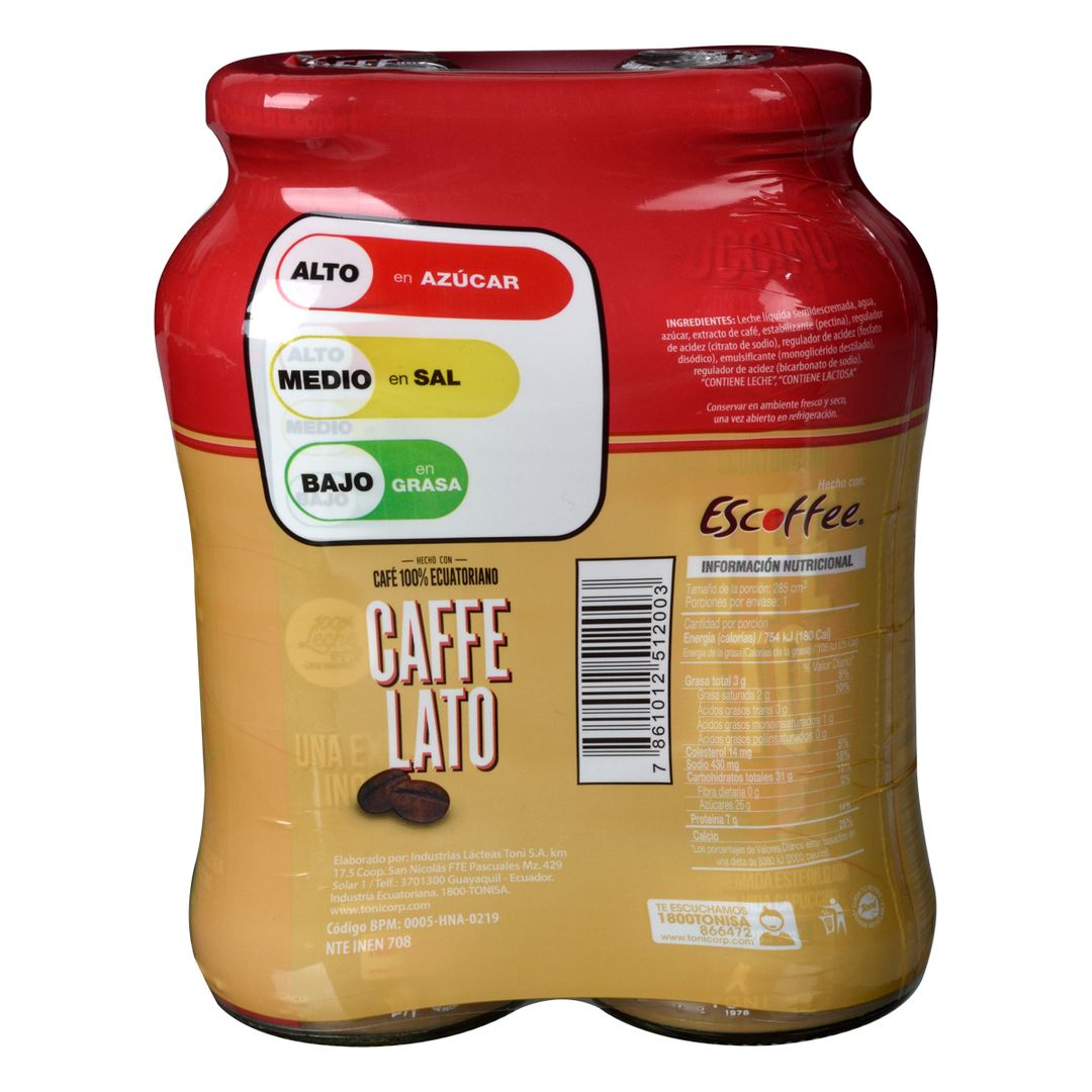 Pack 2 Uds Leche Toni Caffe Lato Capuccino 285ml - 908920