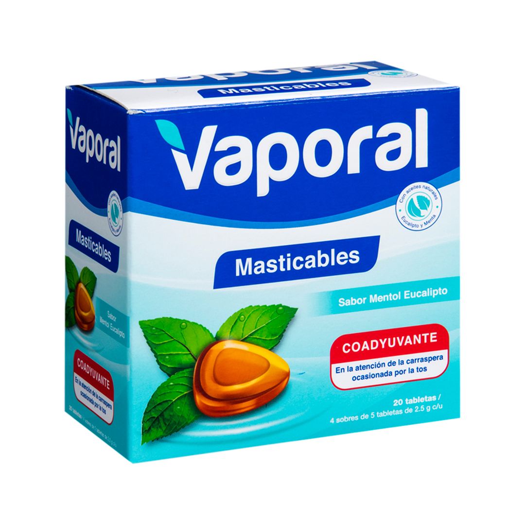 Tabletas Masticables Vaporal Mentol y Eucalipto - 20 Unidades - 909152