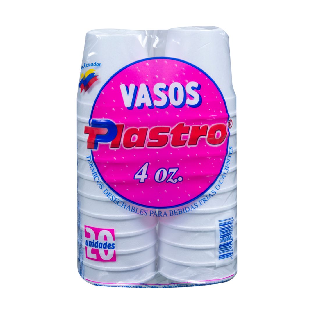 Pack 20 Uds Vasos Desechables Plastro Térmicos 4 oz - 909294