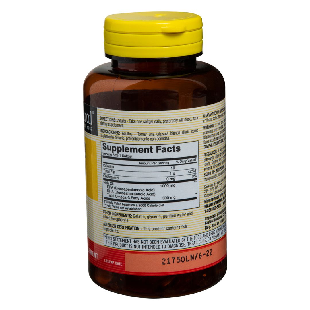 Omega-3 1000 MG Mason Natural - 60 Cápsulas - 914088