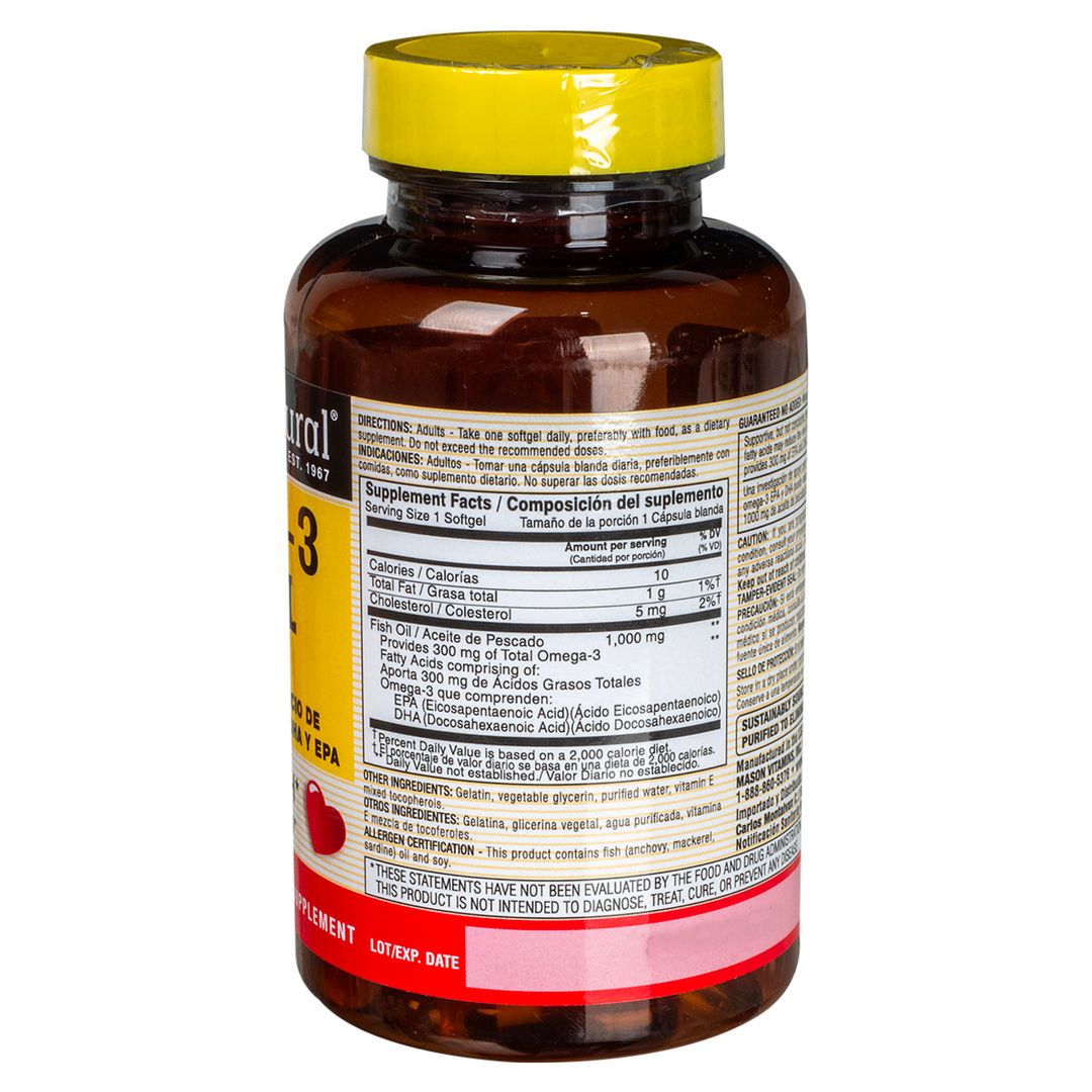 Omega-3 1000 MG Mason Natural - 60 Cápsulas - 914088