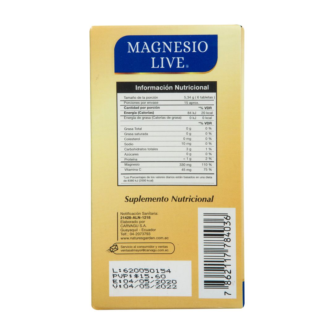 Magnesio Live Nature’s Garden - 90 Tabletas - 914151