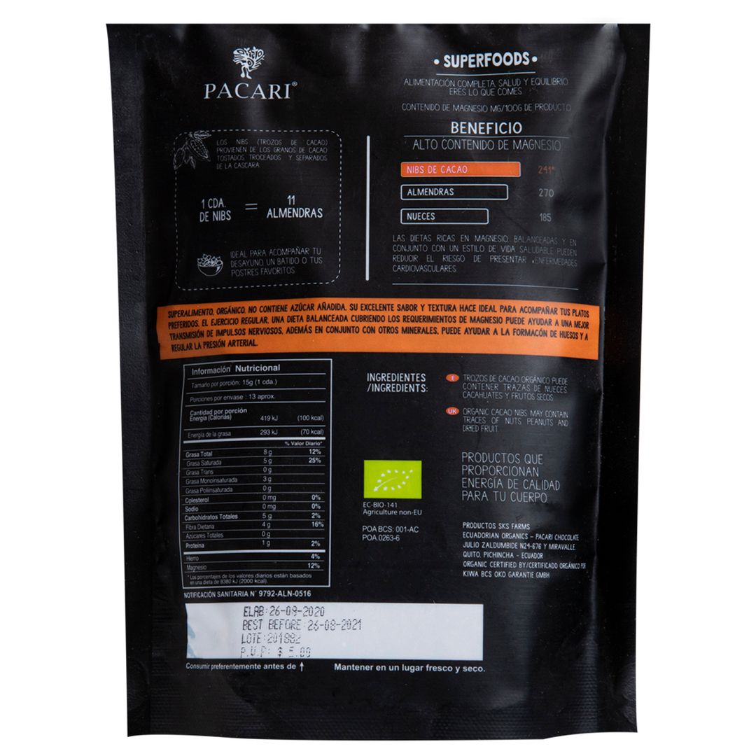 Trozos de Cacao Orgánico Pacari 200g - 916199