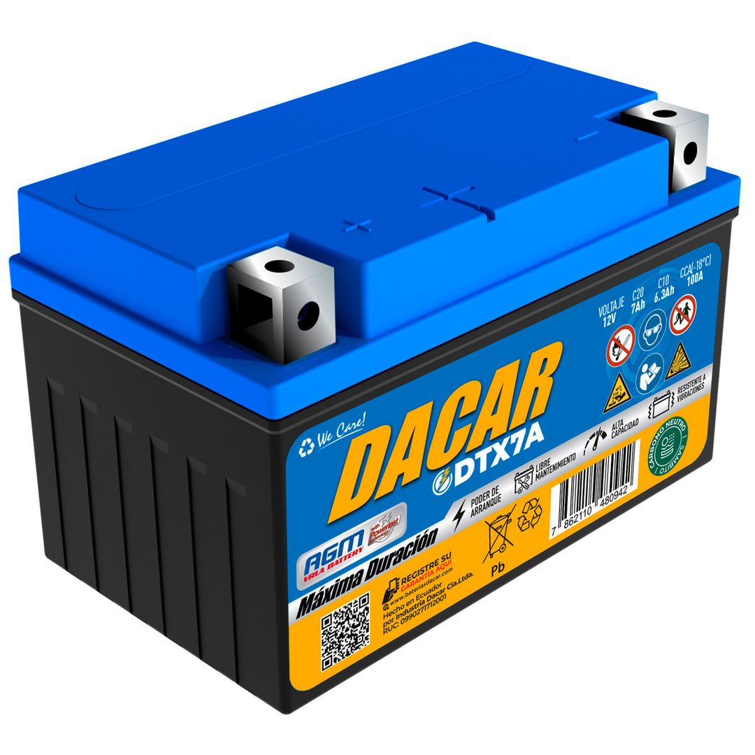 Batería Dacar para Moto DTX7A Inversa - 916445