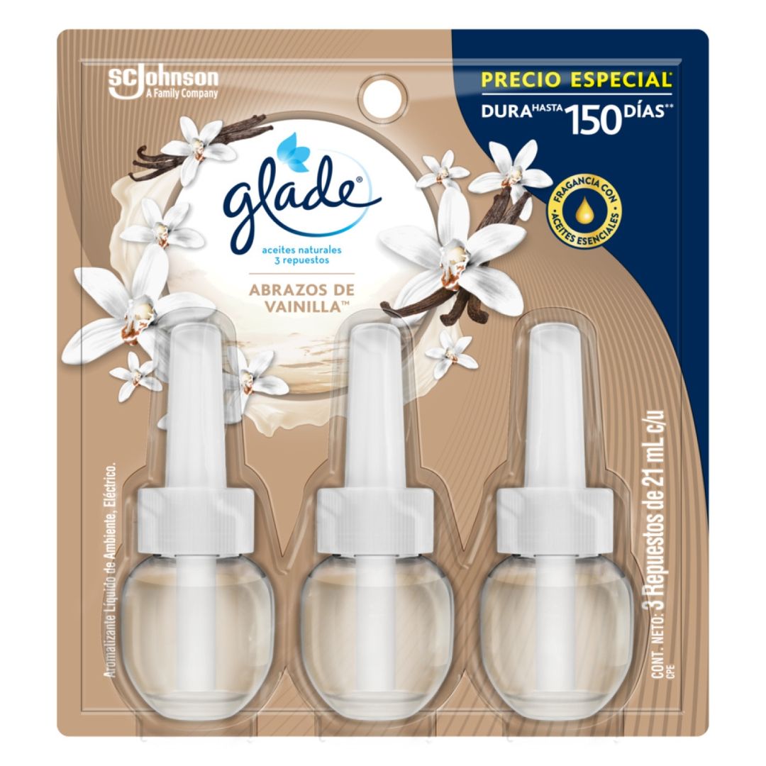 Pack 3 Uds Repuesto para Aromatizante Eléctrico Glade Abrazos de Vainilla 21ml - 920918