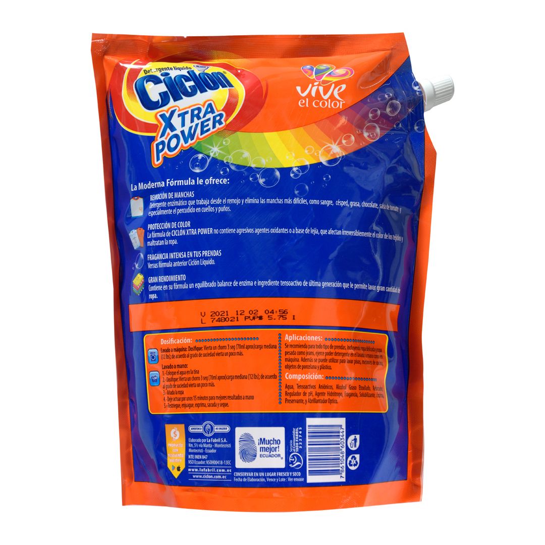 Detergente Ciclón Líquido Xtra Power Doypack 1.8 L - 920969