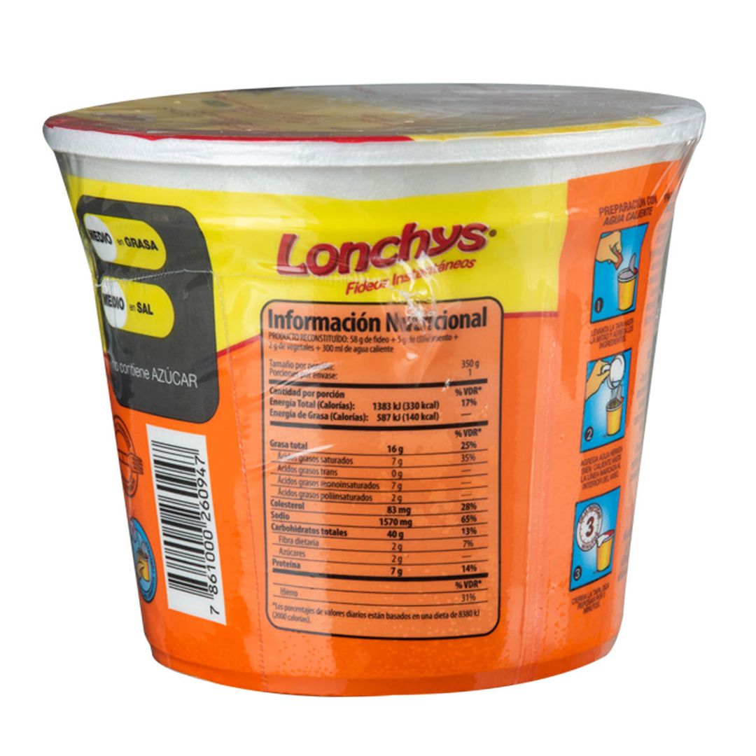 Fideos Instantáneos Lonchys Sabor Camarón y Vegetales 65g - 921238