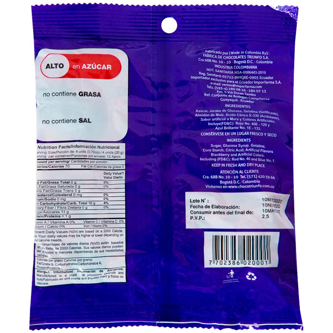 Gomitas Triunfo Melositas Mora 250g - 921593
