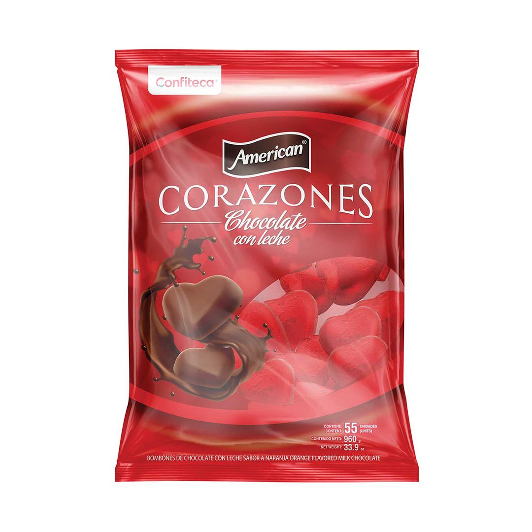 Funda 55 Uds Bombones Confiteca Corazones de Chocolate 220g - 922589