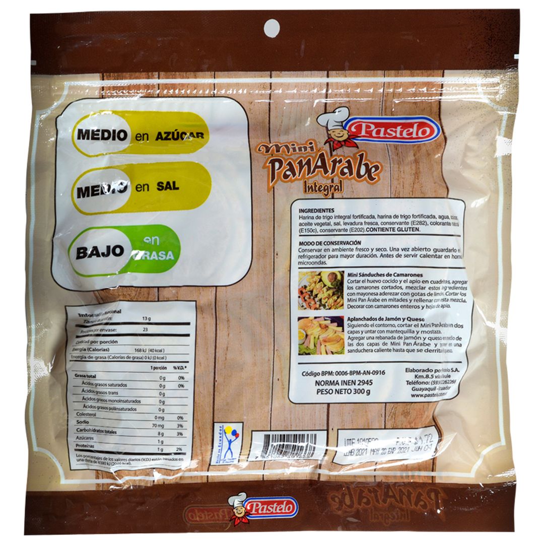 Mini Pan Pastelo Árabe Integral 300g - 922606