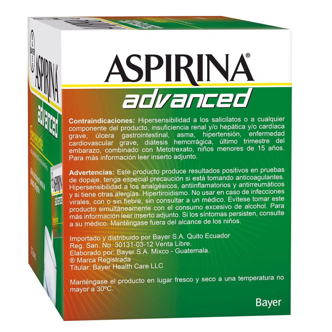 Caja 20 Uds Sobres Aspirina Advanced Efervescente - 924906