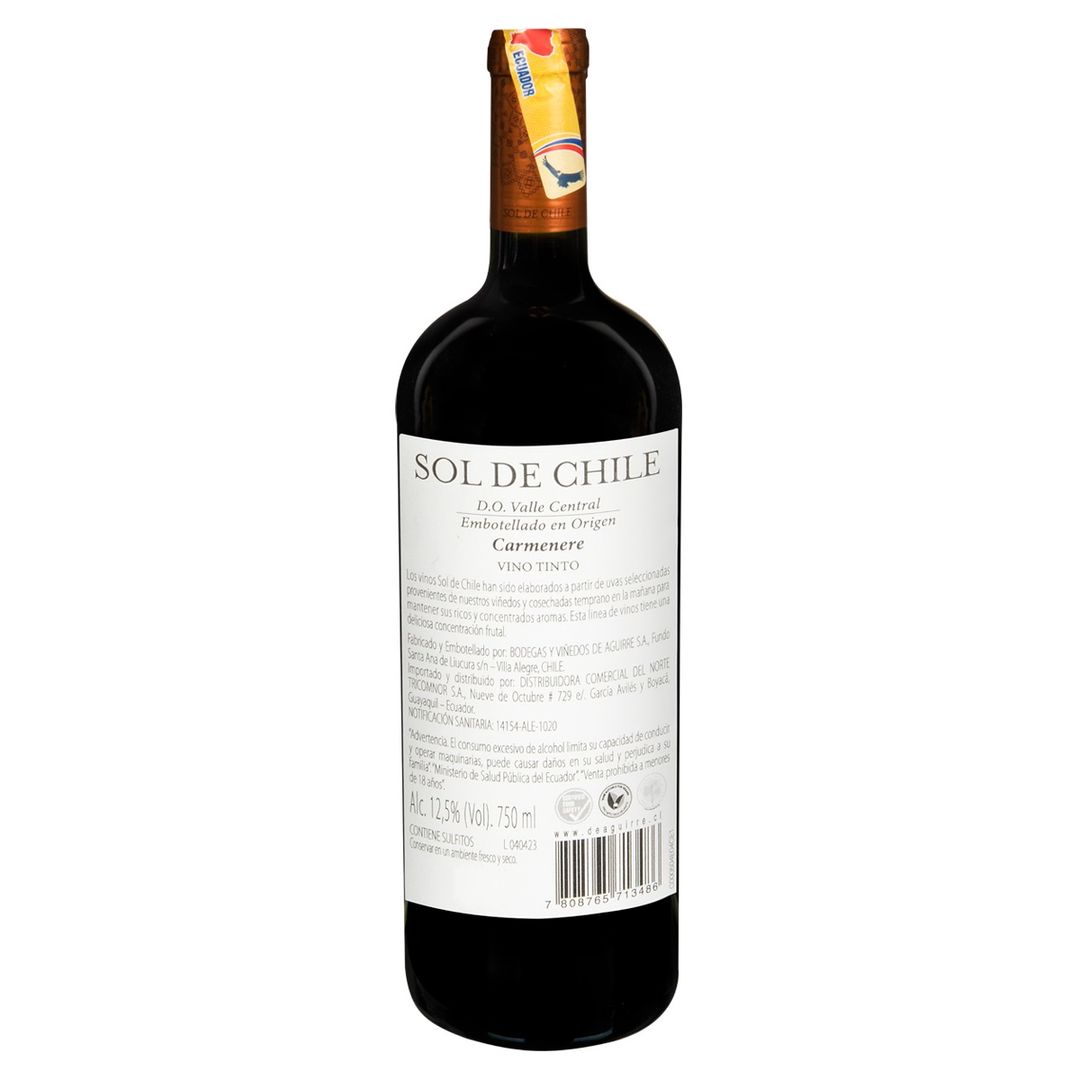 Vino Tinto Sol de Chile Carmenere 750ml - 925721