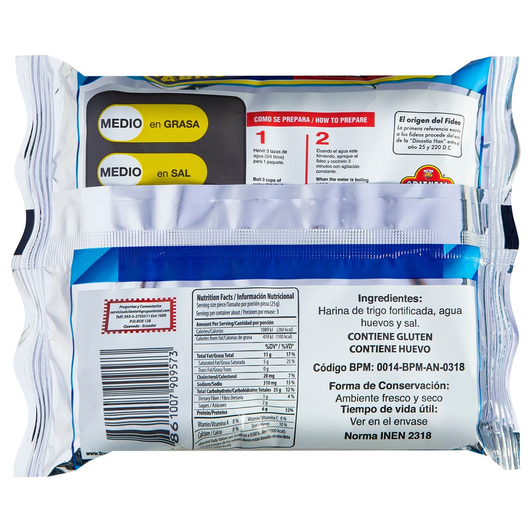 Fideo Instantáneo Oriental Sabrosito 75g - 926754